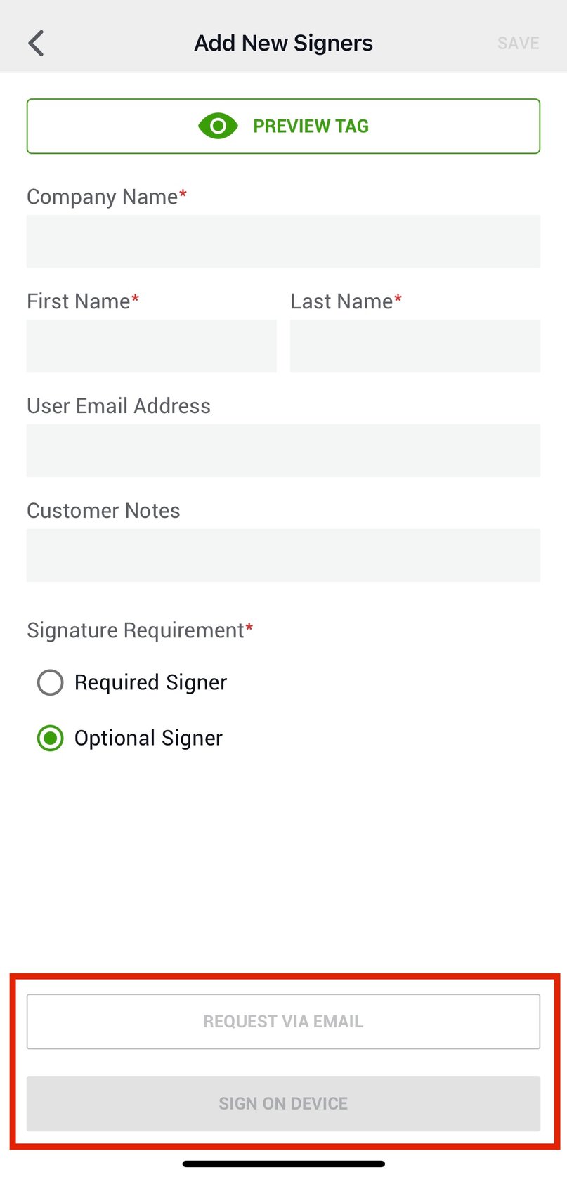 T&M Tag Multiple Signature Feature