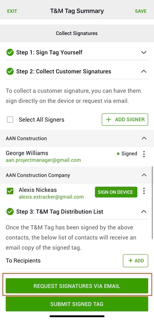 Create a Time and Material Tag on the Clearstory Mobile App