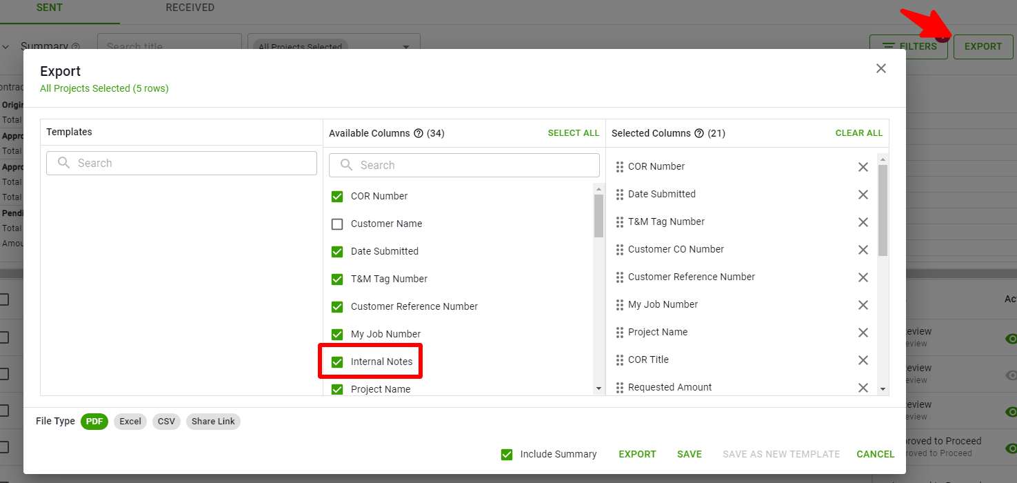 How to Add Internal Notes to your Change Order Request (COR)