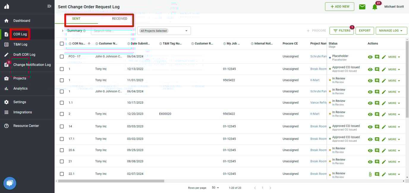 How to Navigate the COR Log