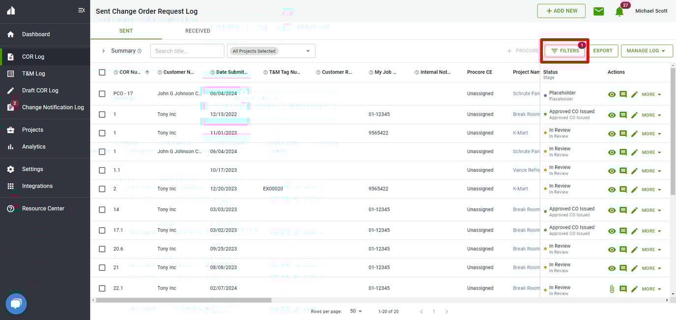 How to Navigate the COR Log