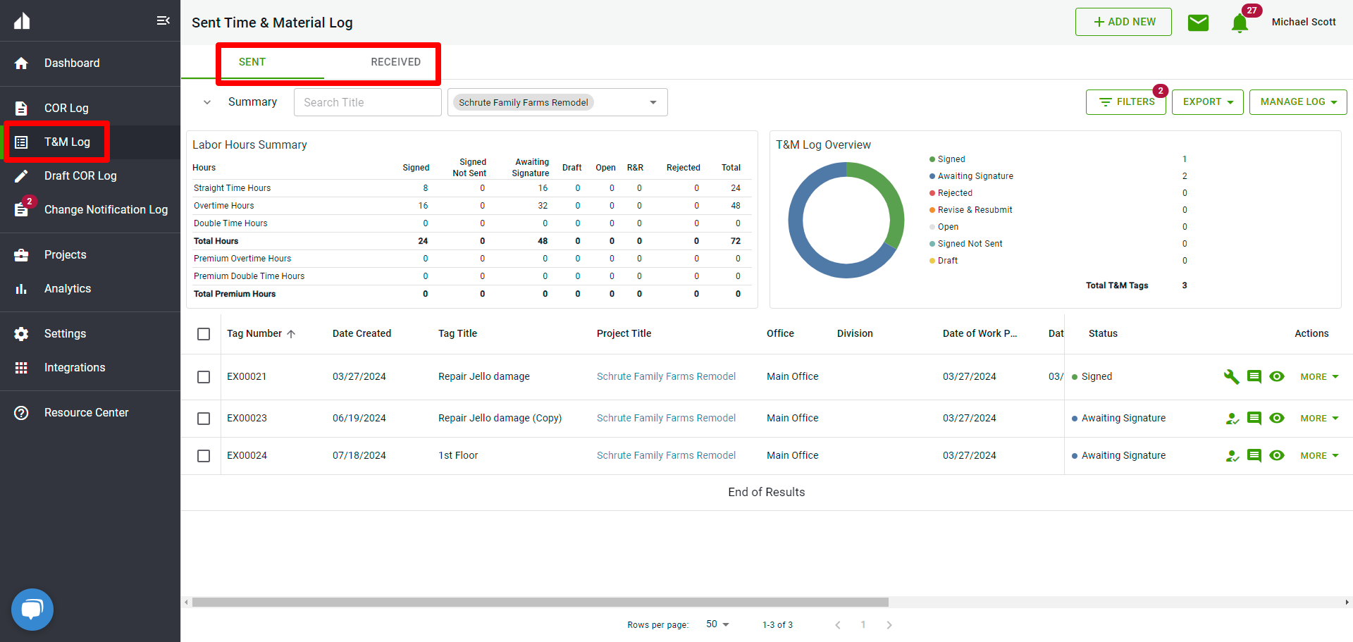 How to Navigate the T&M Log
