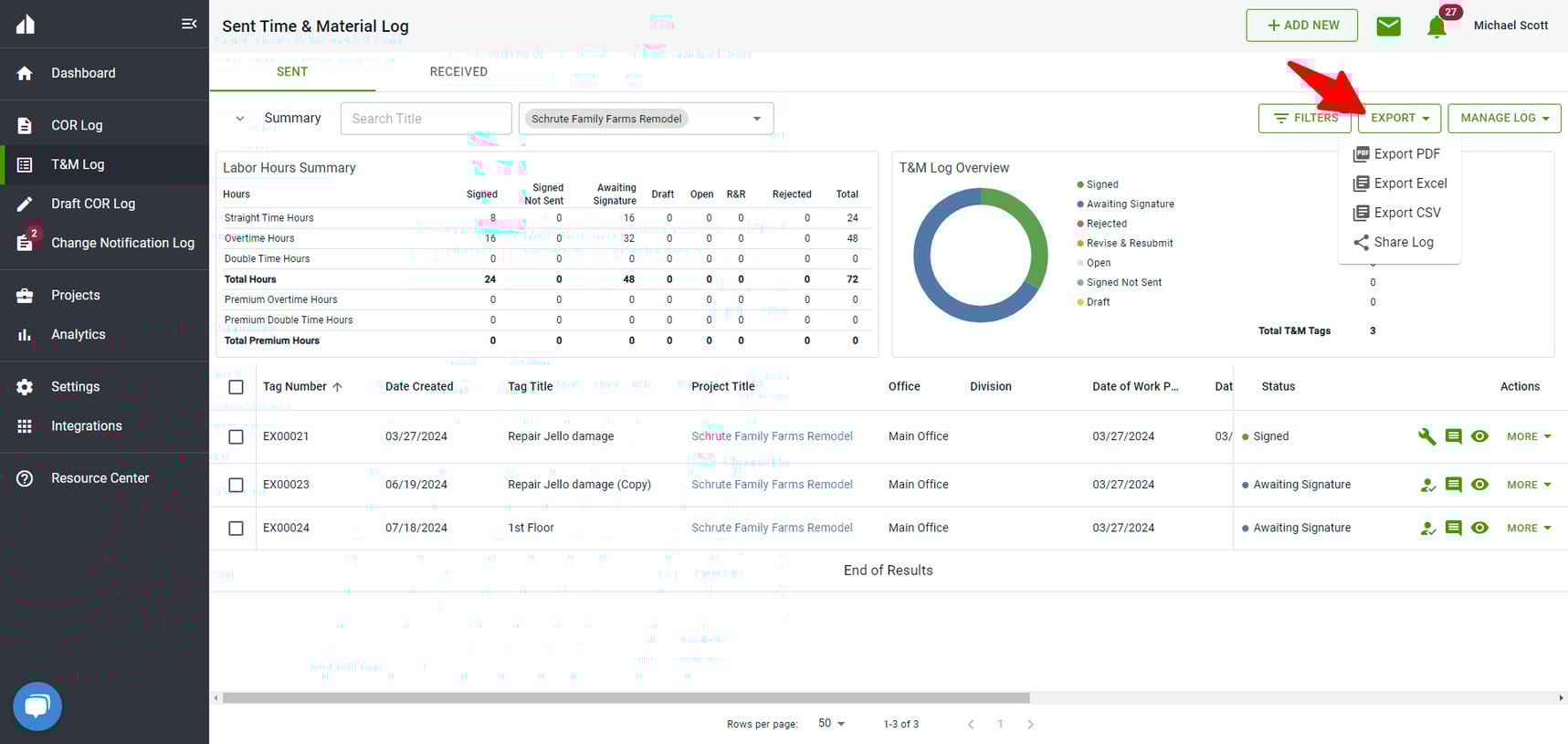 How to Navigate the T&M Log