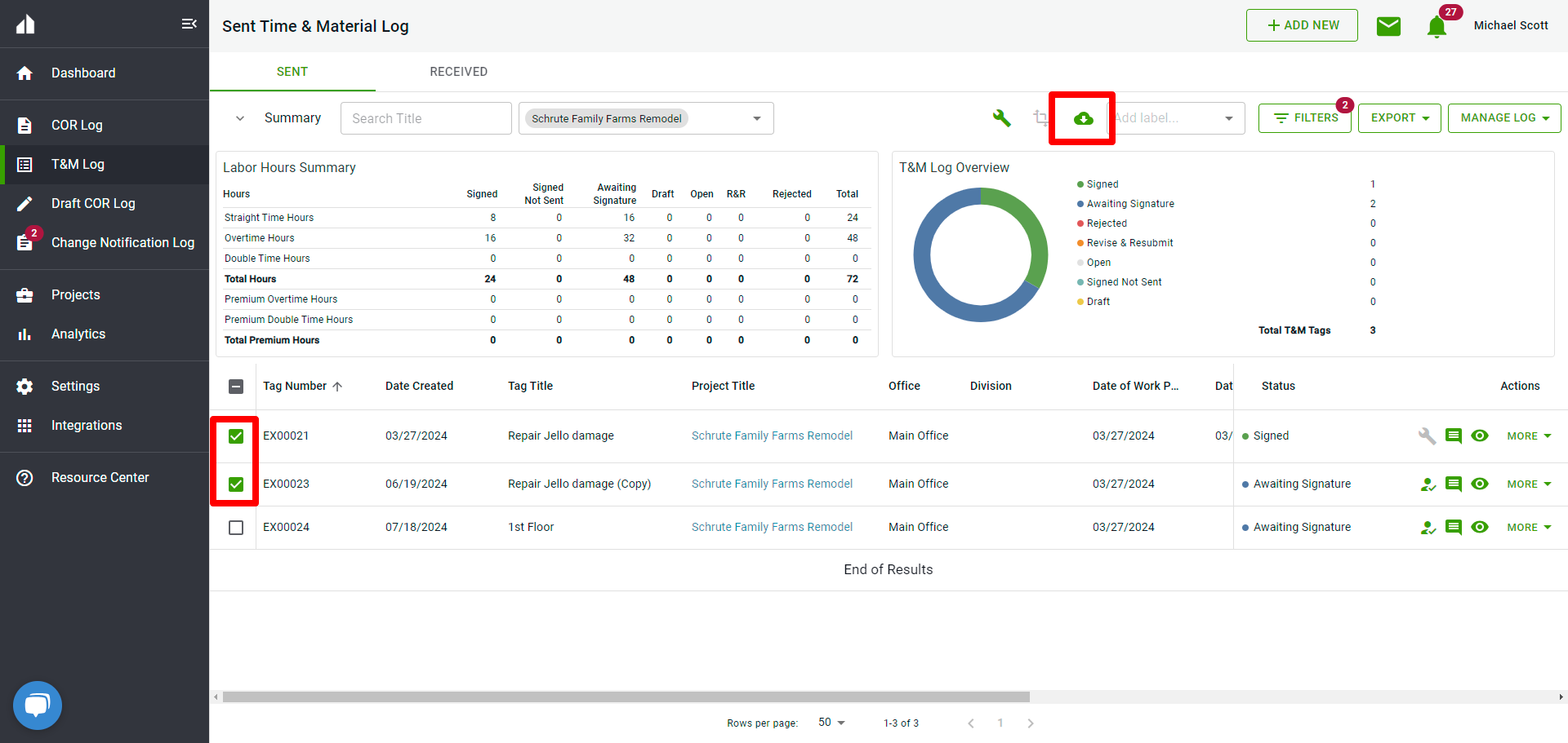 How to Navigate the T&M Log