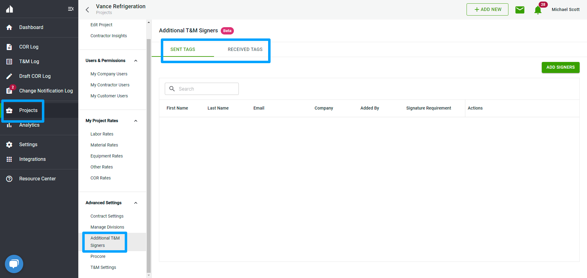 T&M Tag Multiple Signature Feature