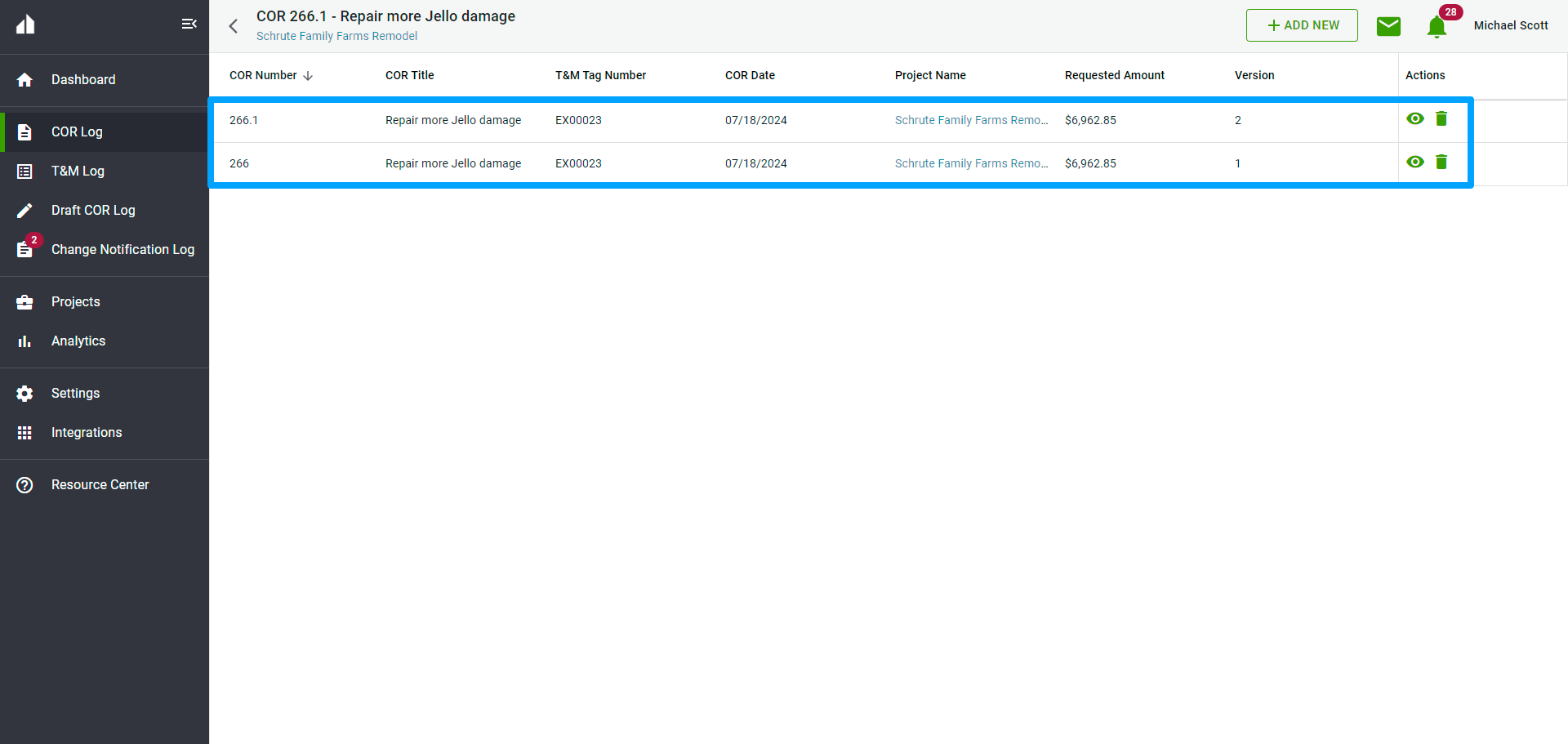 How to Submit a Revision to a Change Order Request (COR)