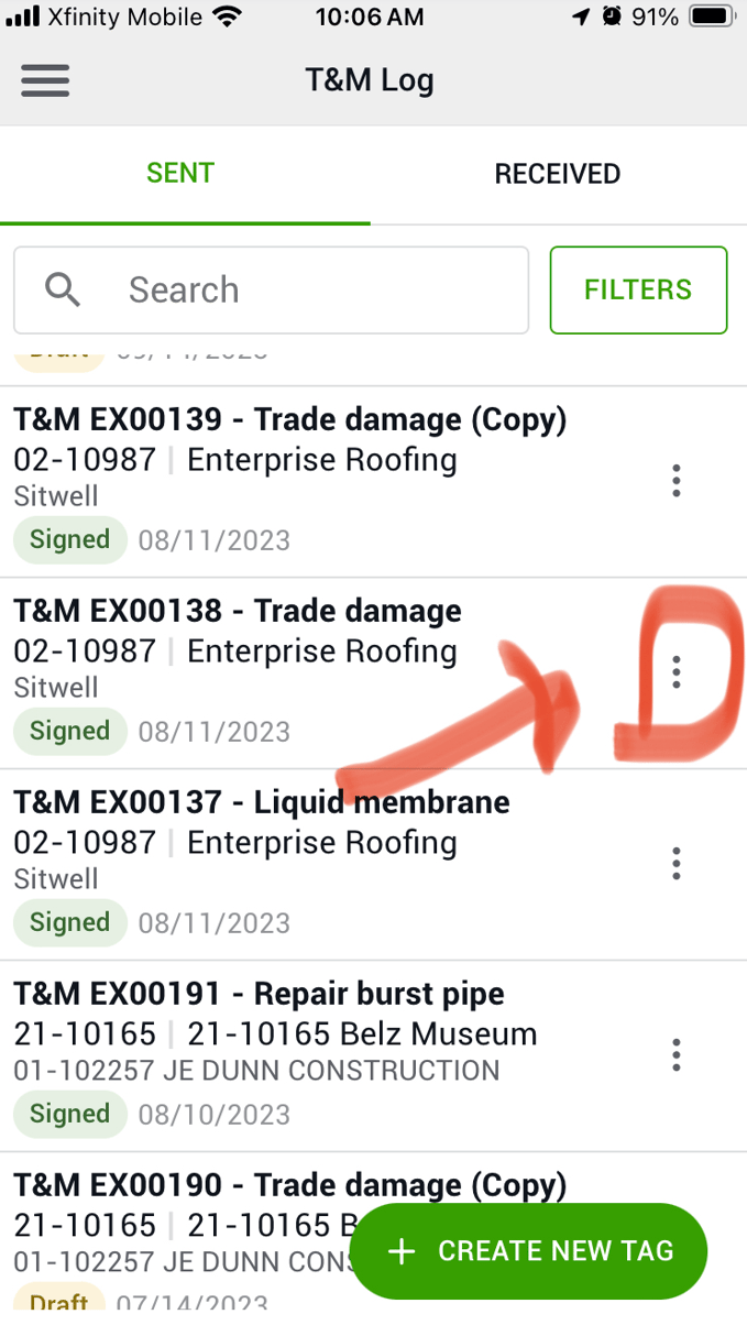 Create a copy of an existing T&M Tag